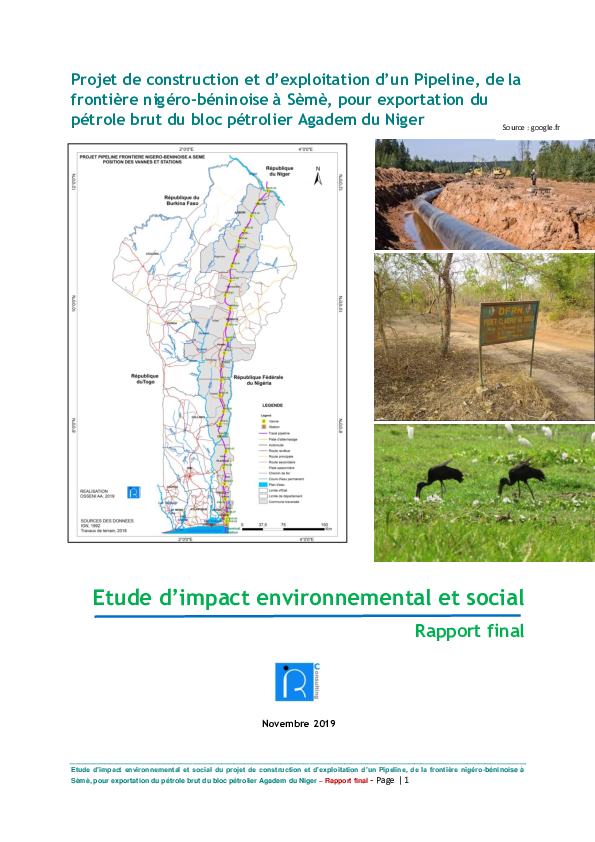Construction et d’exploitation d’un Pipeline, de la frontière nigéro ...